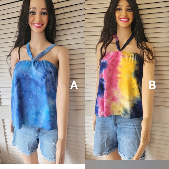 Tops | Customize Tie Dye Halter Neck Top Stretchynwot | Poshmark
